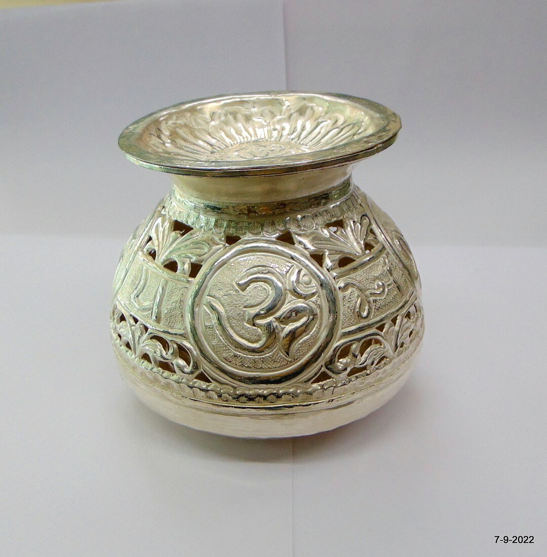 Silver Pot Garbo Puja Diya Deepak Hindu Goddess Navratri Festival ...