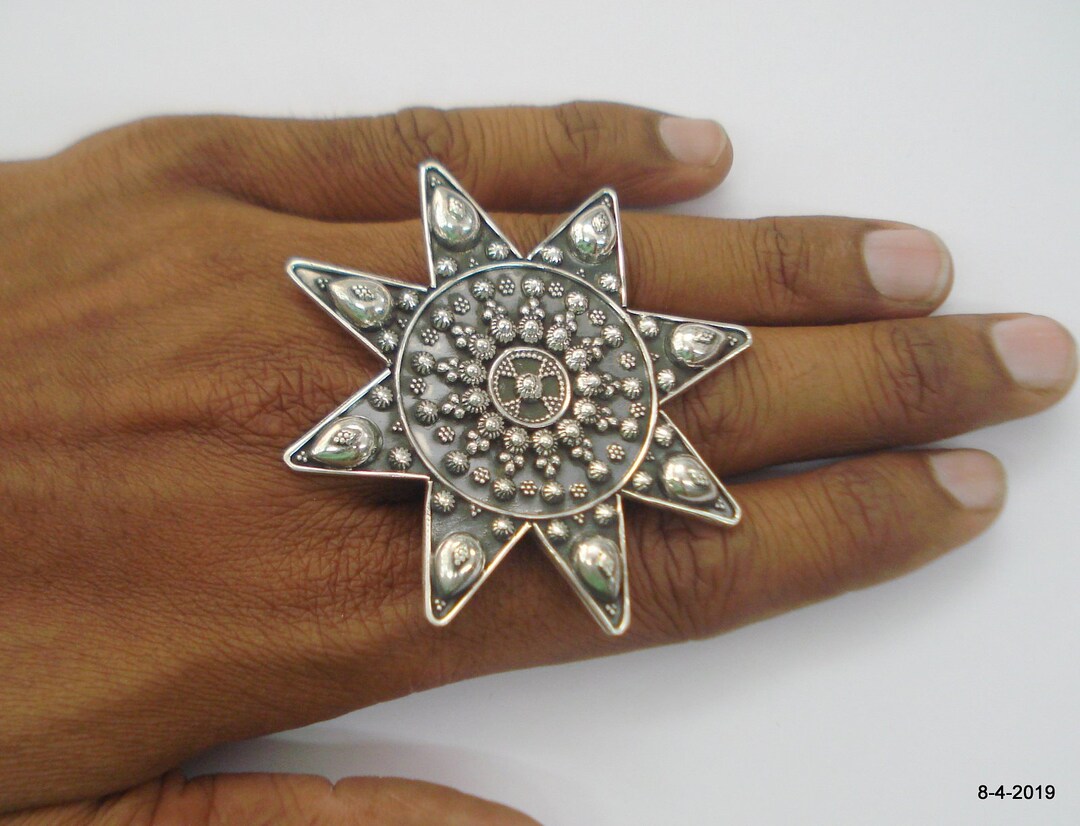 Traditional Design Sterling Silver Ring Big Cocktail Ring Handmade ...