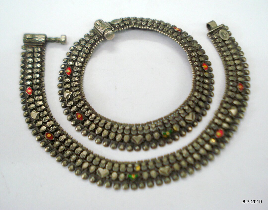 Vintage Antique Tribal Old Silver Anklet Ankle Bracelet Ankle Chain ...