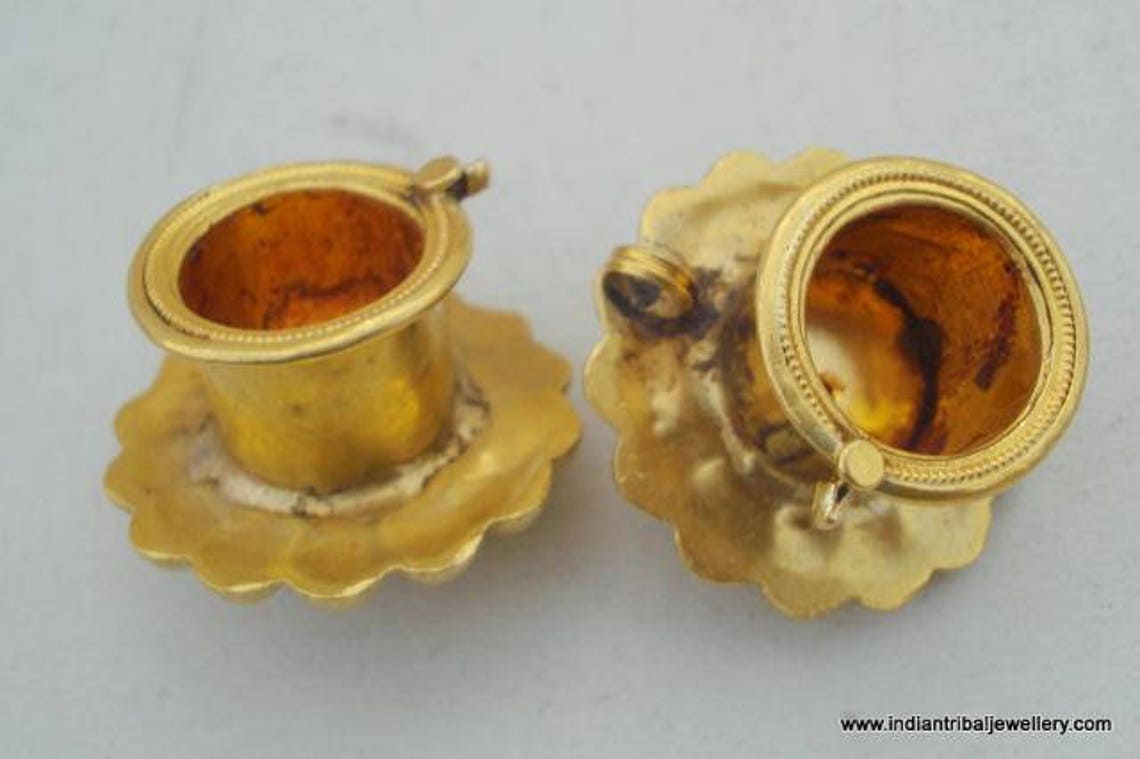 20k Gold Ear Plug Earrings Old Vintage Antique Belly Dance | Etsy