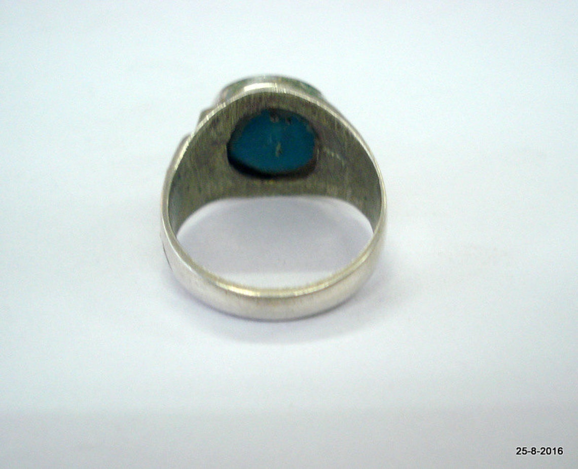 Vintage Antique Tribal Old Silver Ring Turquoise Gemstone - Etsy