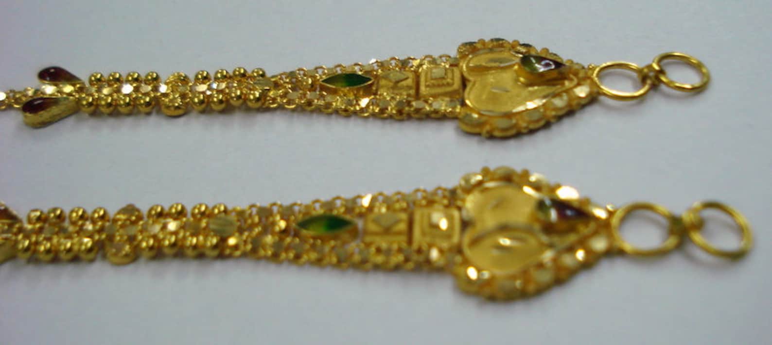 20kt Gold Ear Chain for Earrings Handmade Gold Jewellery Kan - Etsy