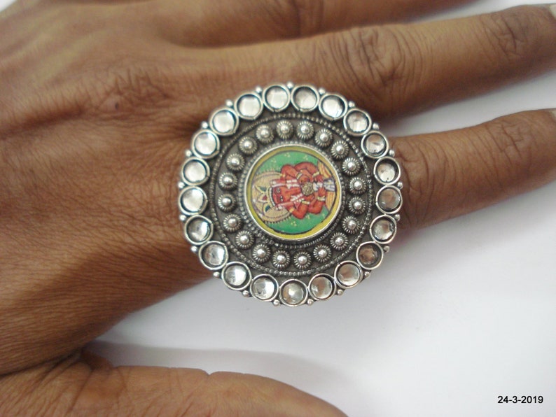 Ethnic Sterling Silver Ring Cocktail Ring Hindu God Ganesha - Etsy