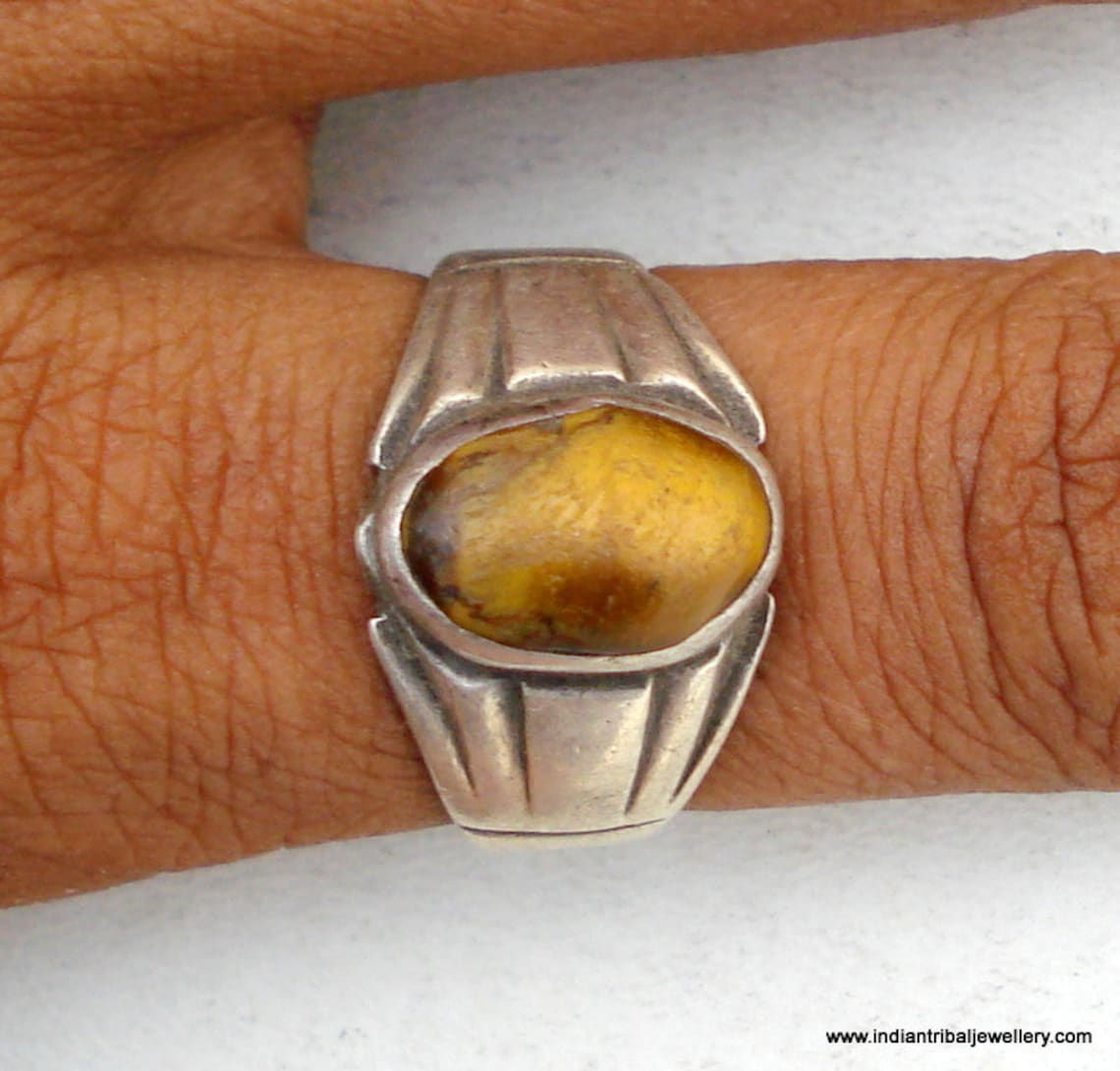Antique Tribal Old Silver Tiger Eye Gemstone Ring - Etsy