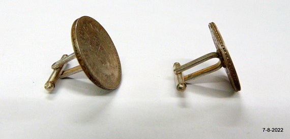 Vintage Antique Collectible Old Silver Coin Cufflinks… - Gem