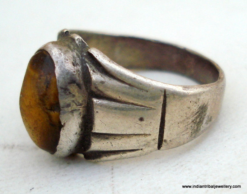 Antique Tribal Old Silver Tiger Eye Gemstone Ring - Etsy