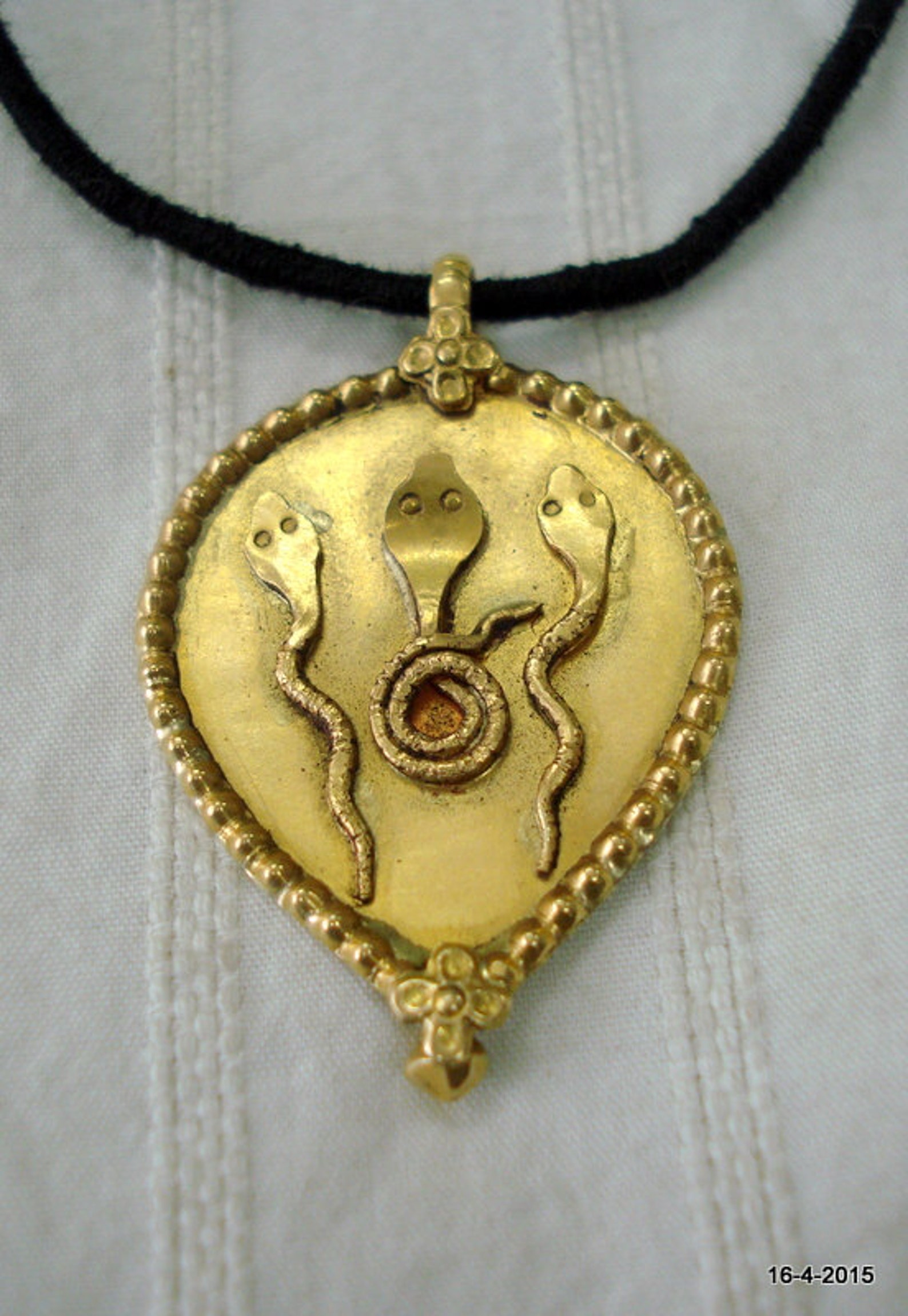 21kt gold pendant necklace hindu amulet naga snake vintage | Etsy