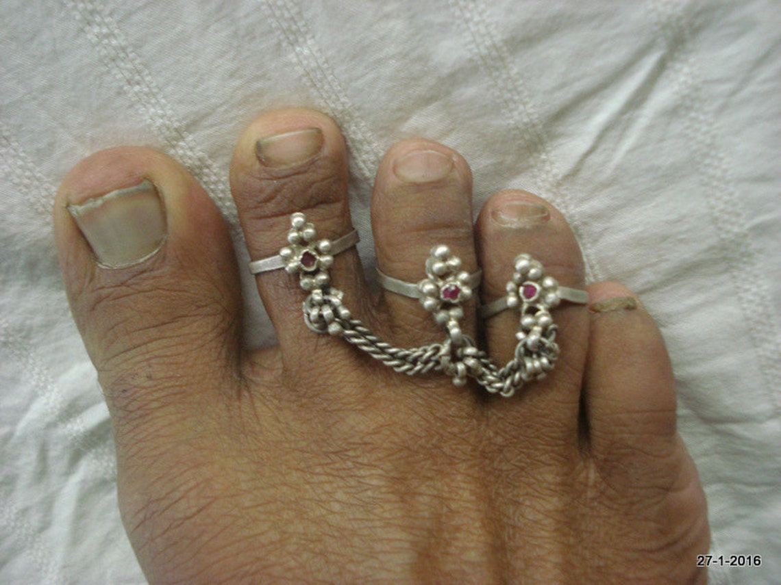 Vintage Antique Tribal Old Silver Toe Rings Traditional Ethnic ...
