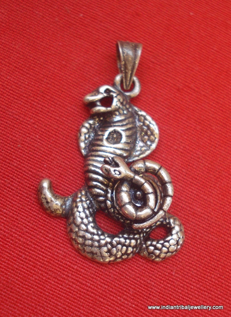 Sterling Silver Snake Amulet Pendant Necklace Rajasthan India - Etsy UK