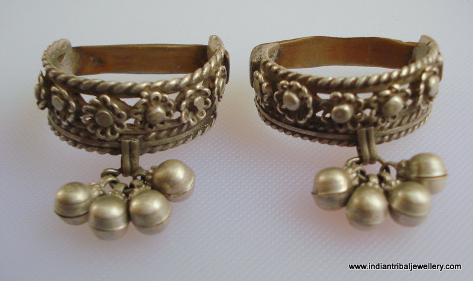 Vintage Antique Ethnic Tribal Old Silver Big Toe Ring Pair Belly Dance ...