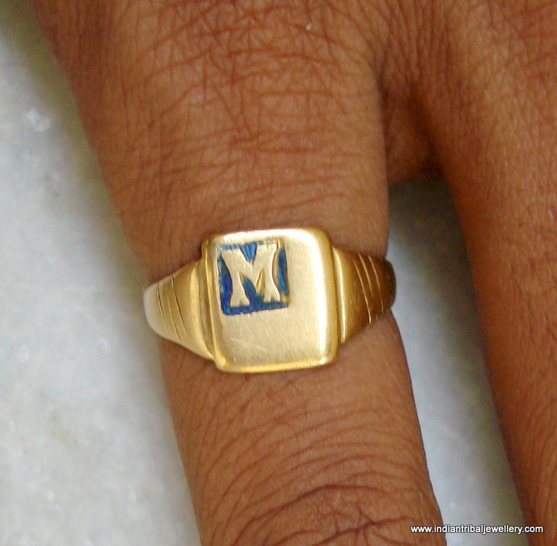 23k Gold Ring M Letter Vintage Antique Old Molded - Etsy