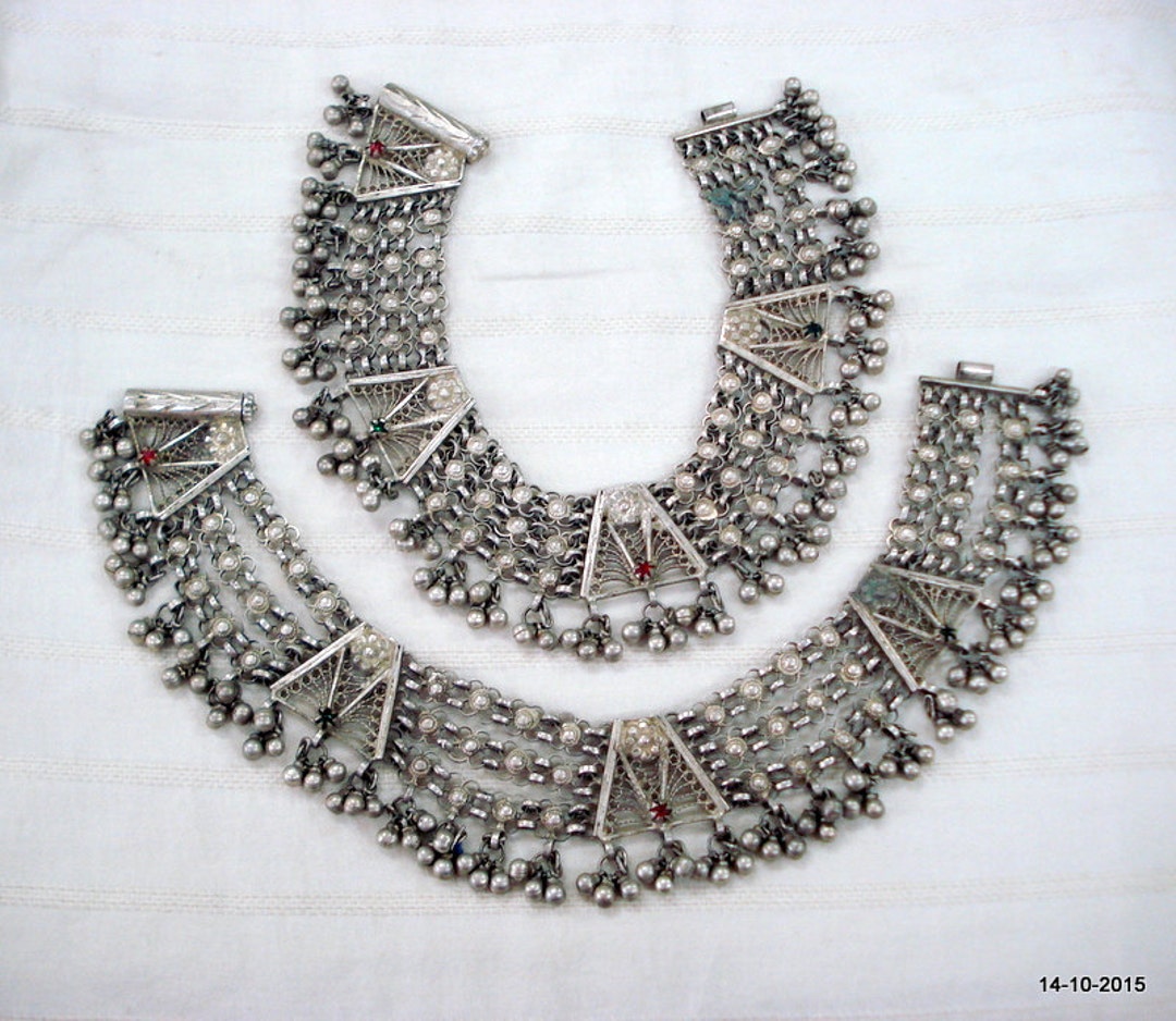 Vintage Antique Tribal Old Silver Anklet Feet Bracelet Ankle Chain ...