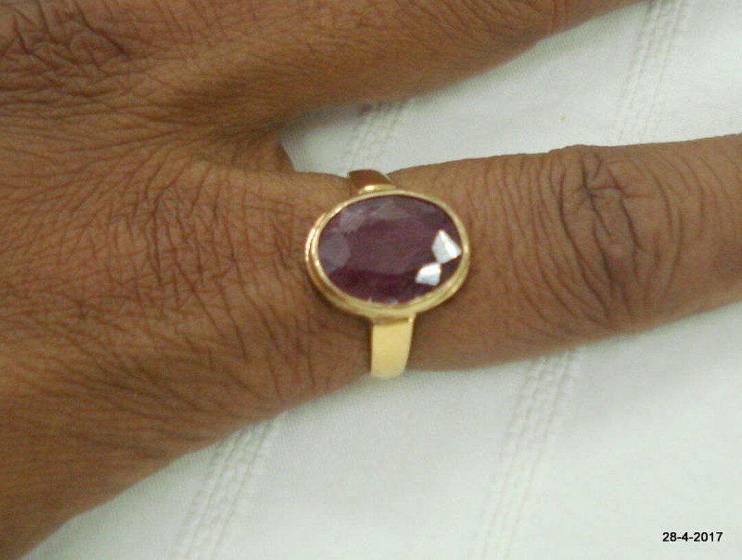 Vintage 18kt Gold Ring Ruby Gemstone Ring Handmade Gold Jewelry - Etsy