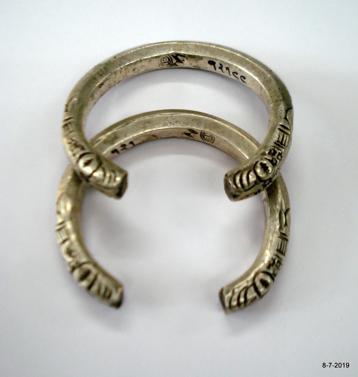 Vintage antique tribal old silver bracelet bangle cuff pair | Etsy