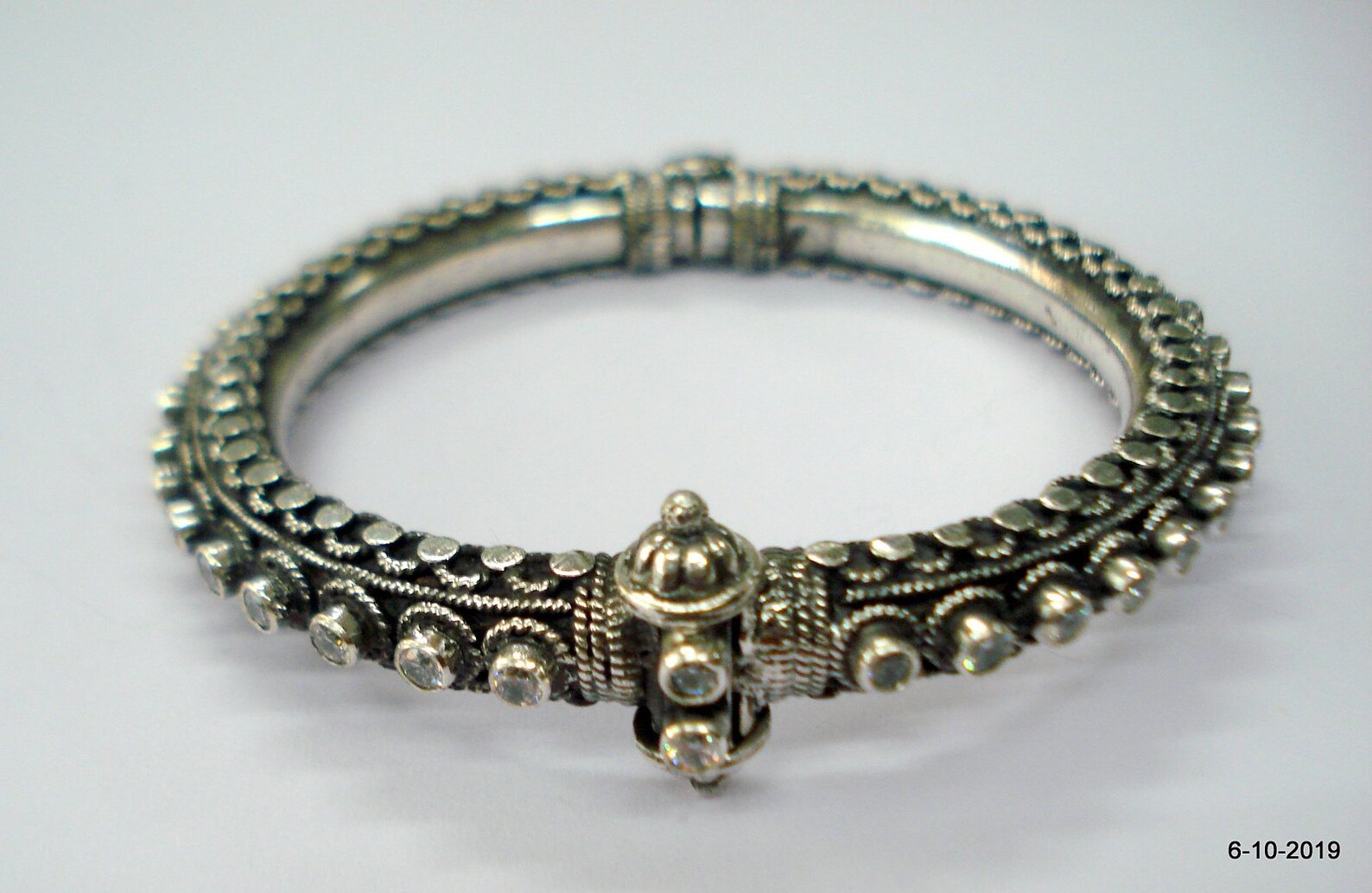 Sterling Silver Bangle Bracelet Handmade Jewelry Cubic Zirconia ...