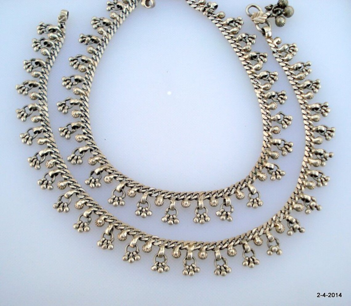 Vintage Antique silver anklet feet bracelet ankle chain ankle | Etsy