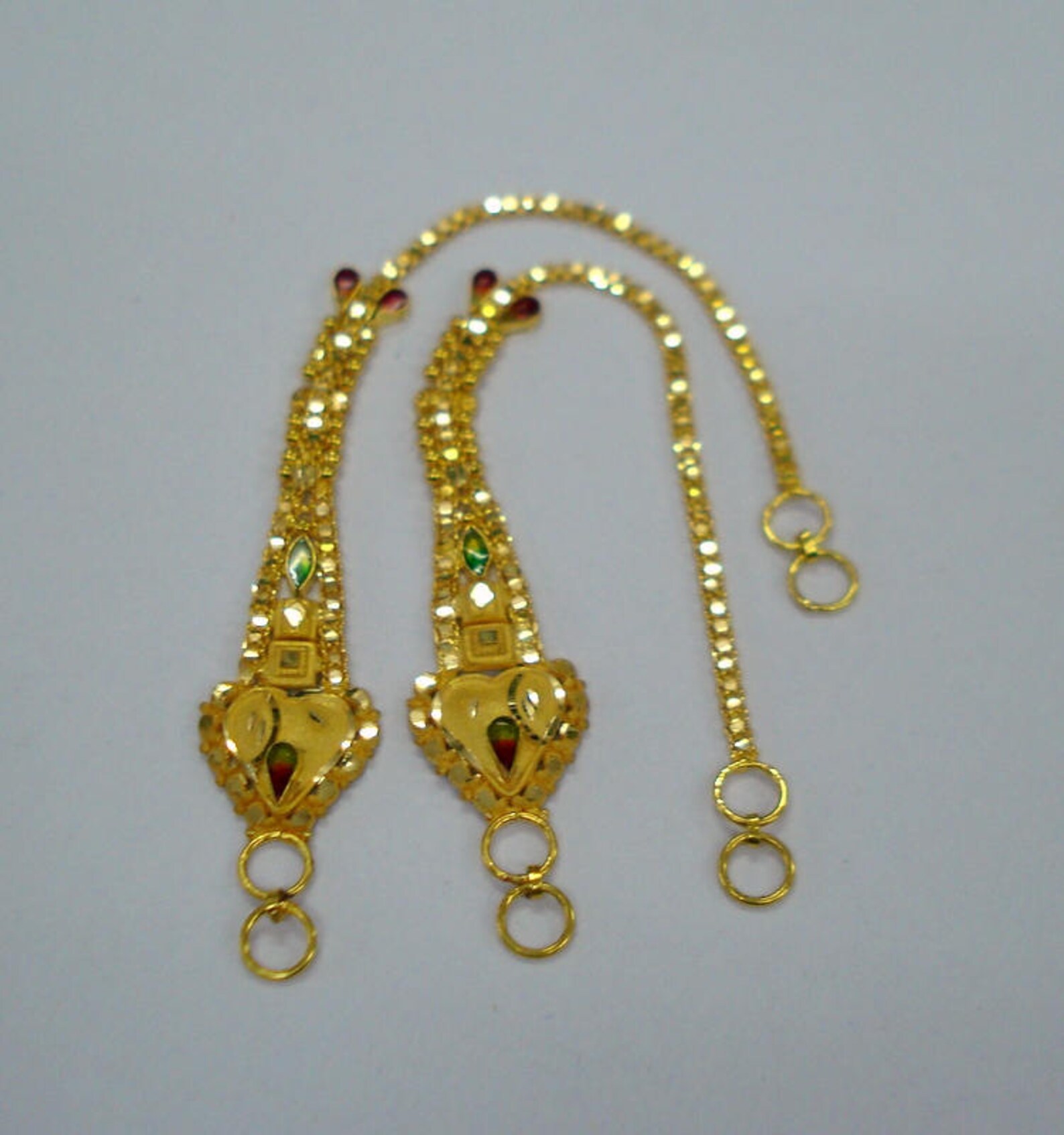 20kt Gold Ear Chain for Earrings Handmade Gold Jewellery Kan - Etsy