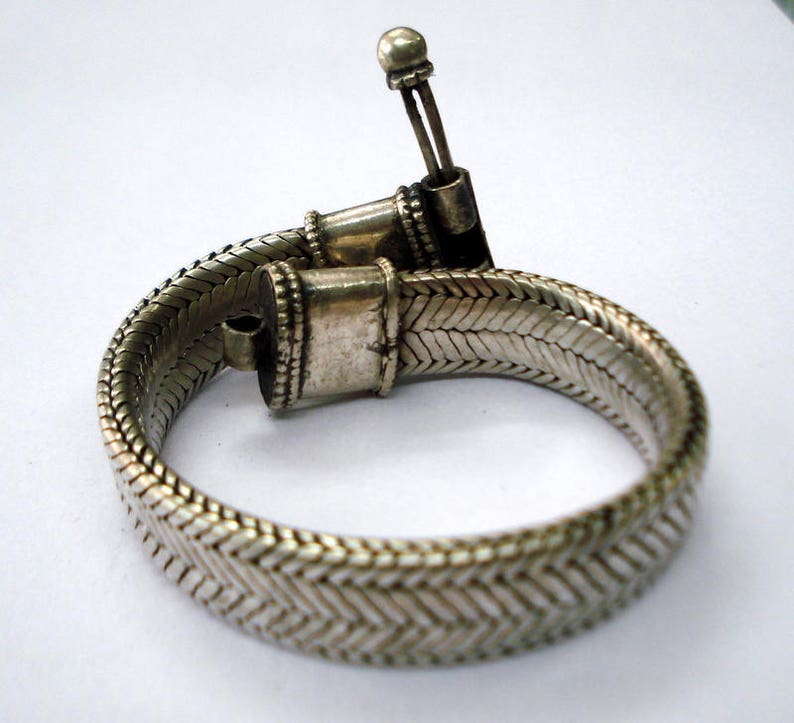 Vintage Tribal Silver Snake Chain Bracelet Bangle Rope Chain | Etsy