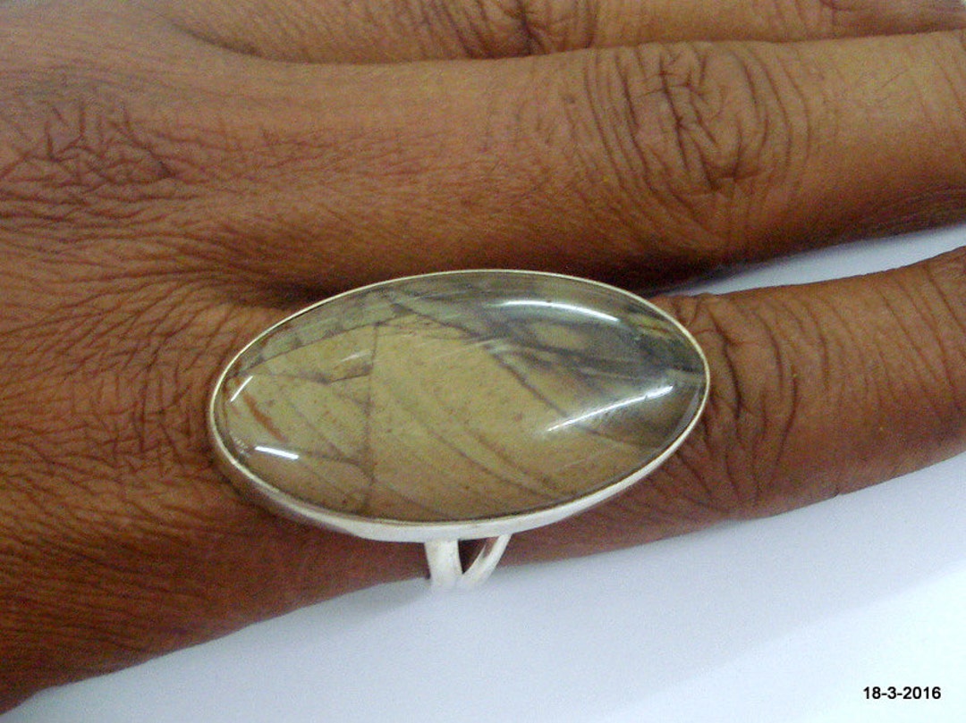 Sterling Silver Ring Jasper Gemstone Ring Big Ring Handmade Jewellery ...