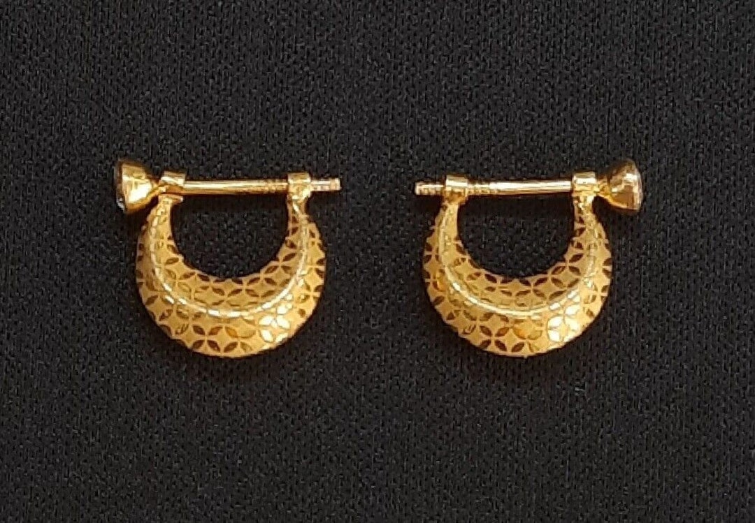 22kt Gold Earrings Vintage Tribal Jewelry Handmade Chand Bali Unisex ...
