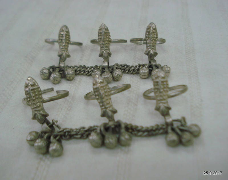 Vintage Antique Tribal Old Silver Toe Ring Pair Fish Deign - Etsy
