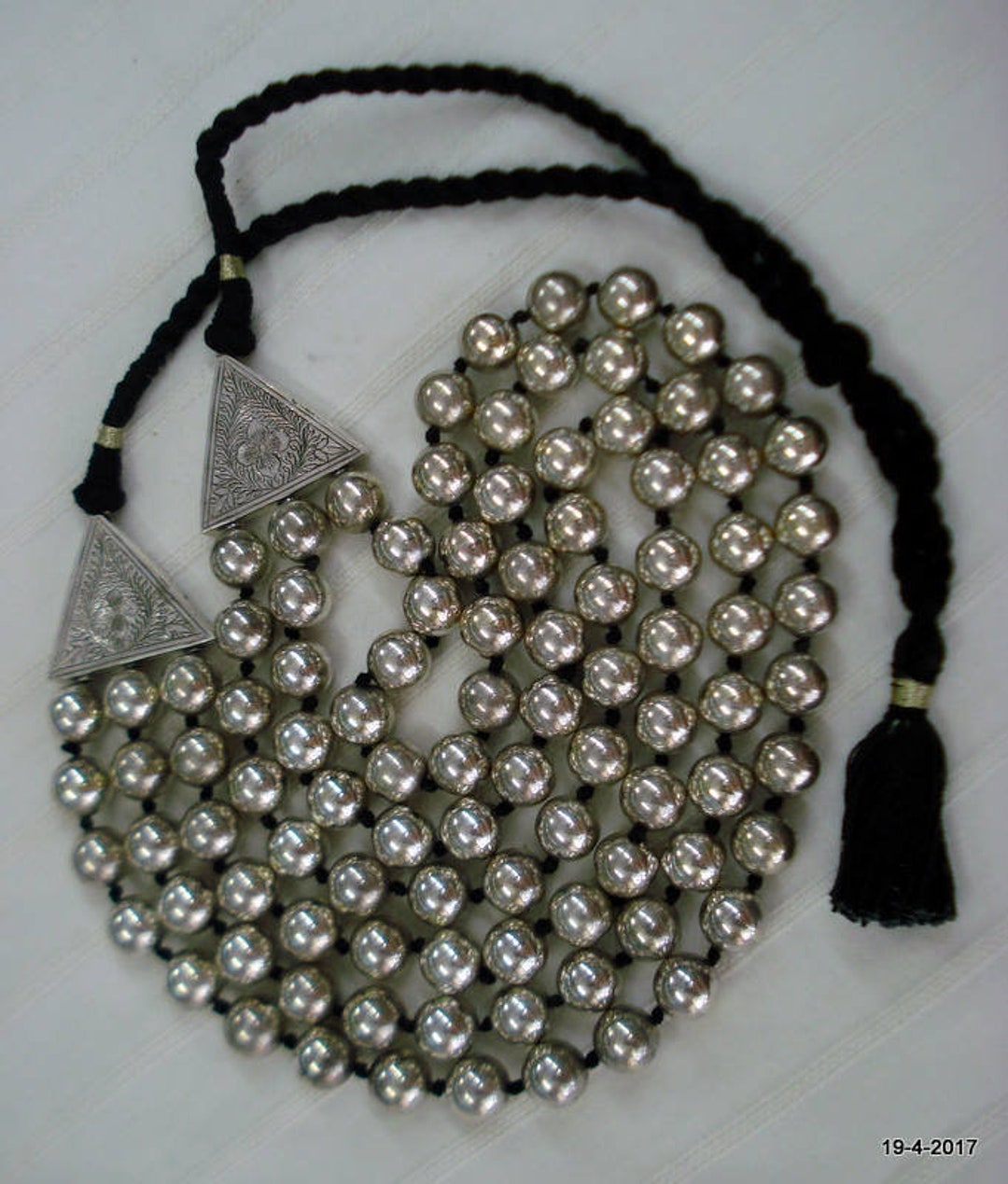 Vintage Design Sterling Silver Necklace Handmade Matar Beads Mala ...