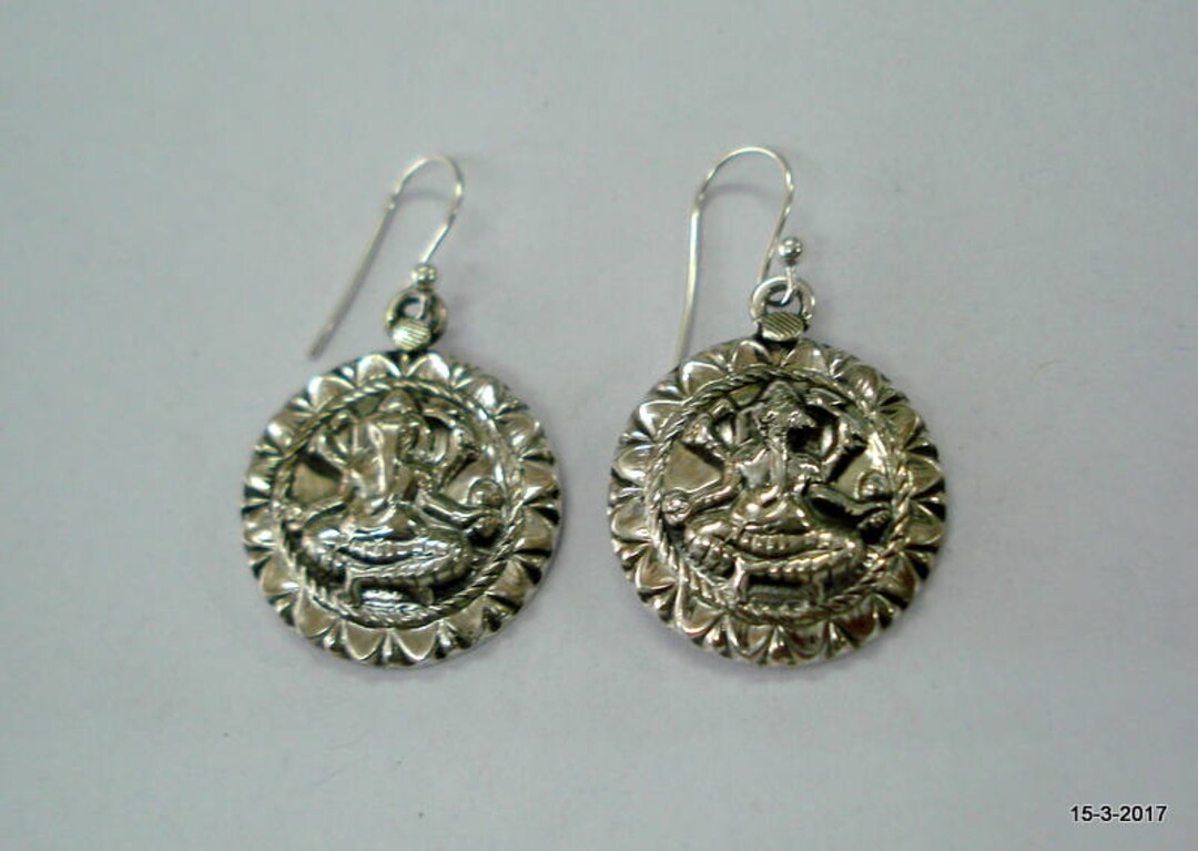 Traditional Design Sterling Silver Earrings Hindu God Lord Ganesha - Etsy