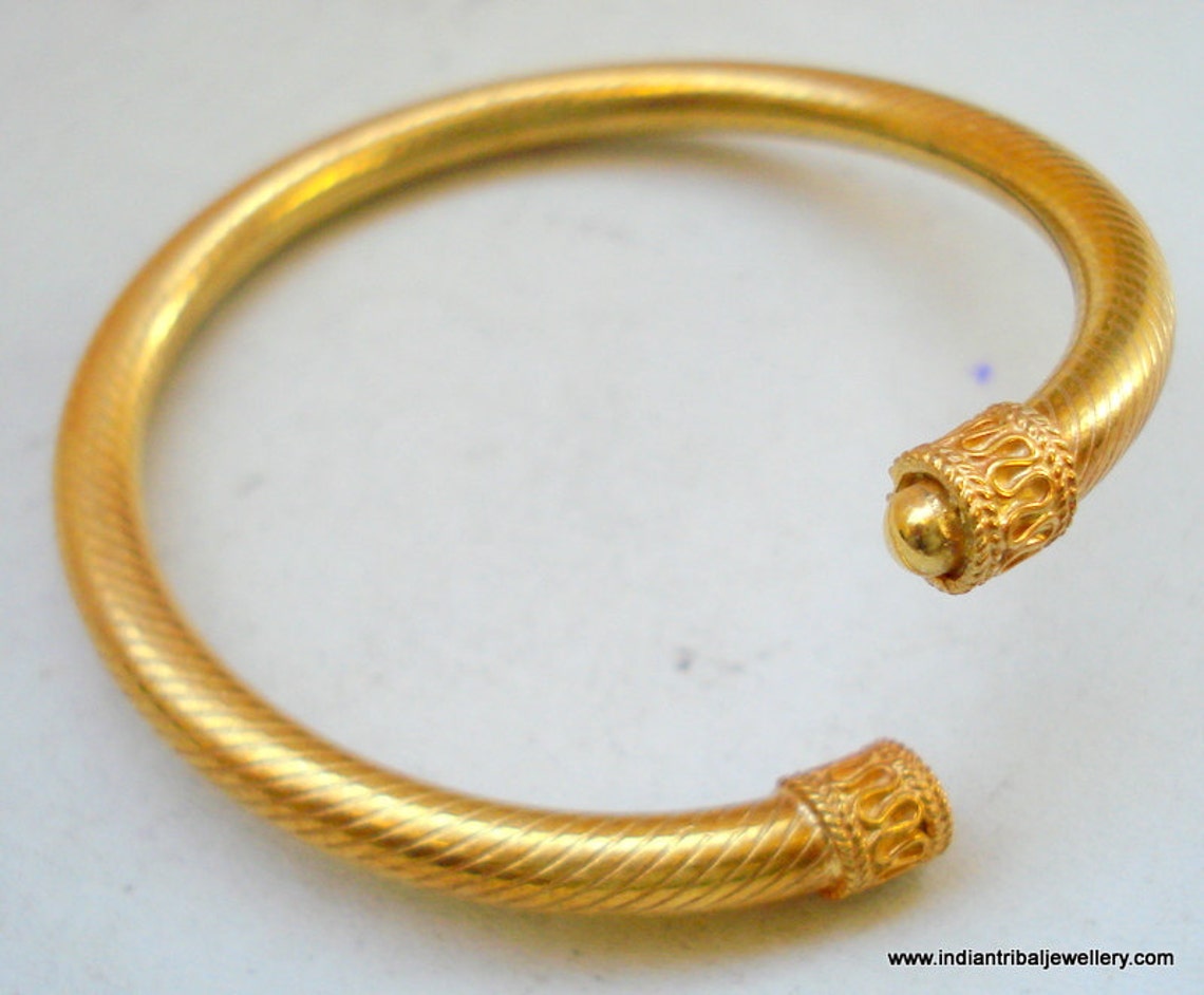 Traditional Design Gold Gilded Silver Bracelet or Bangle Rajasthan ...