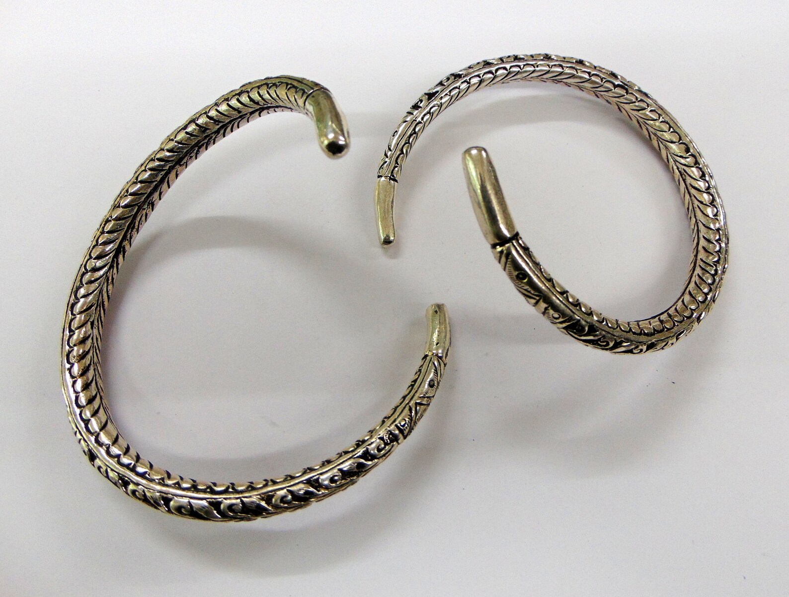 Traditional Design Silver Anklet Feet Bracelet Bangle Kada Pair ...