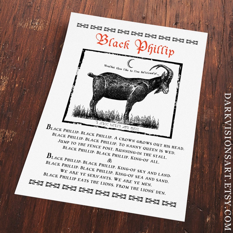 Black Phillip Song Print - the Witch - Etsy