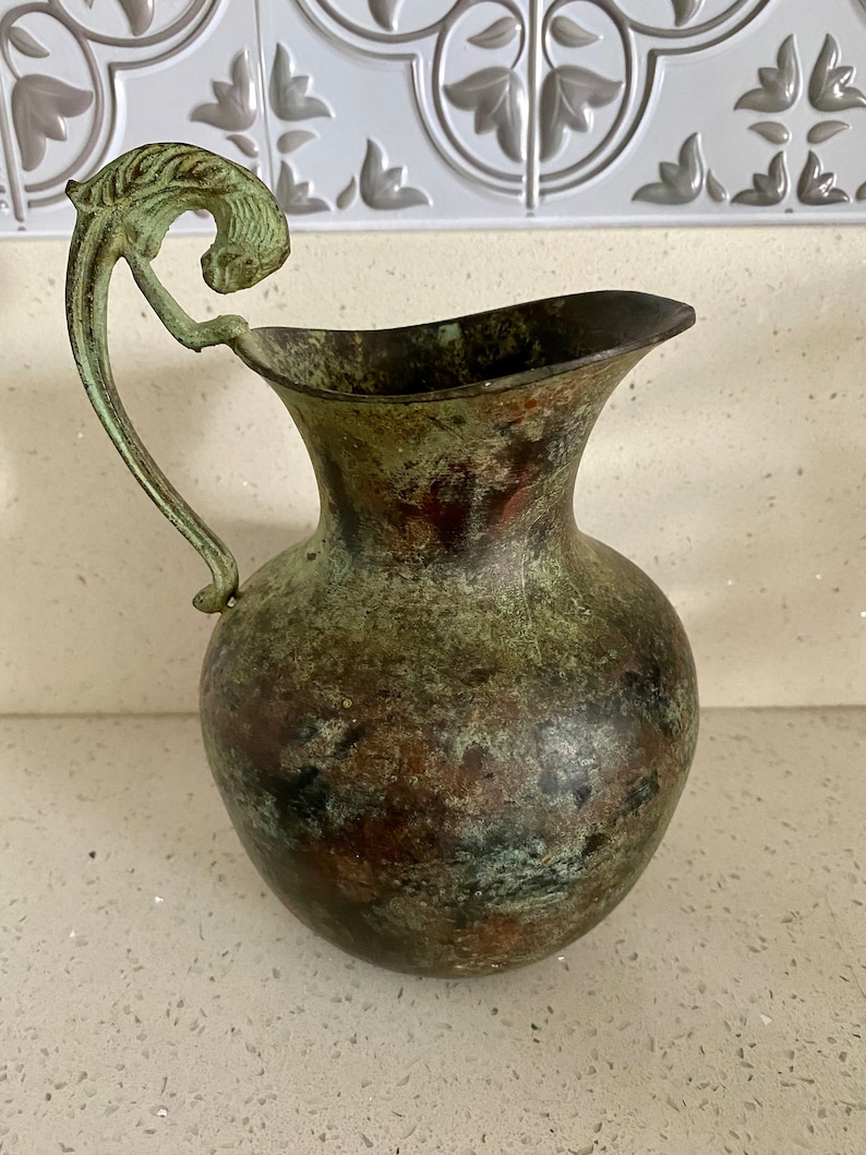 Vintage Bronze Pitcher - Etsy
