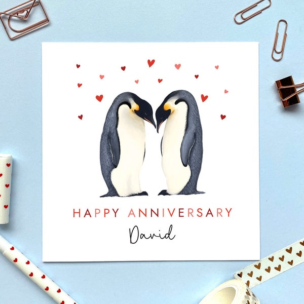 Penguin 1st Anniversary Card - Etsy
