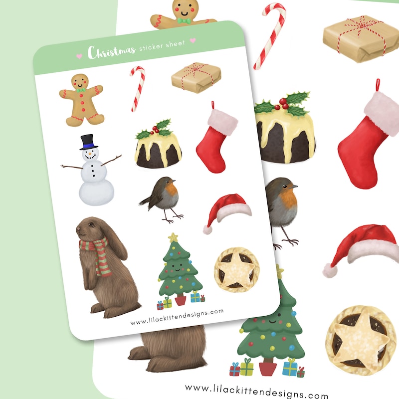Christmas Stickers Sheet - Etsy