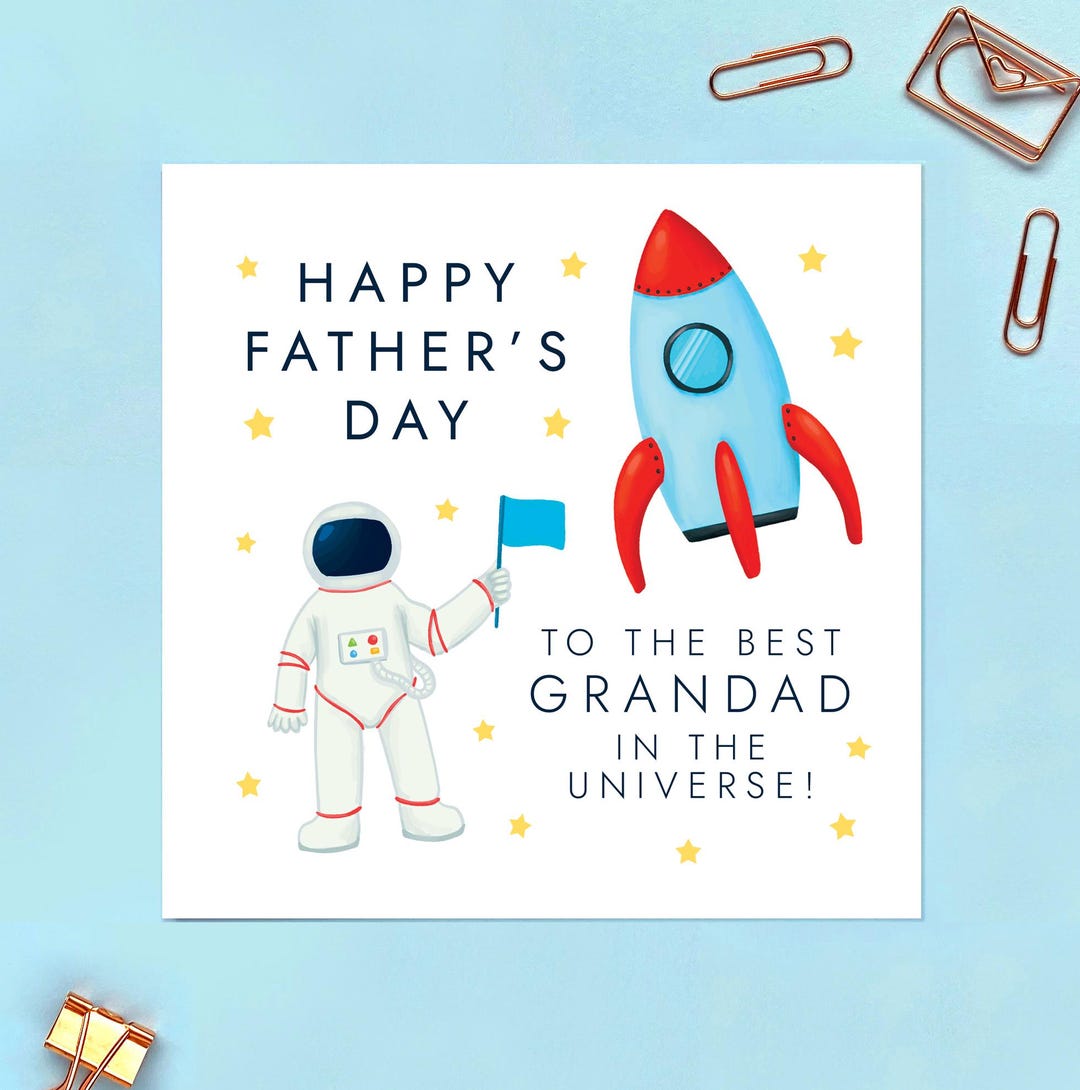 Space Fathers Day Card for Grandad, Grandpa, Best Dad in the Universe ...