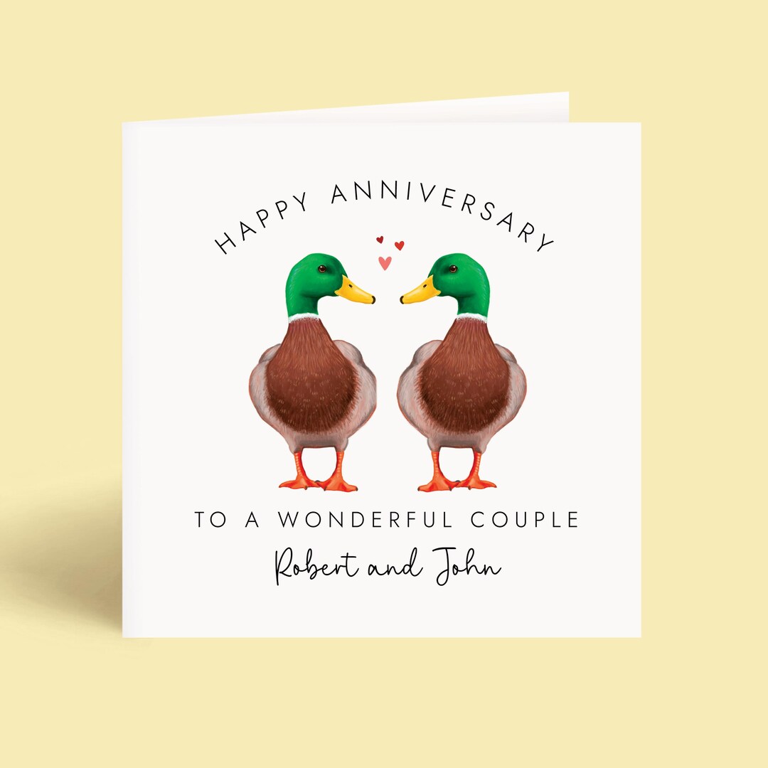 Personalised Ducks Anniversary Card for Two Men | Gay Couple, Male ...
