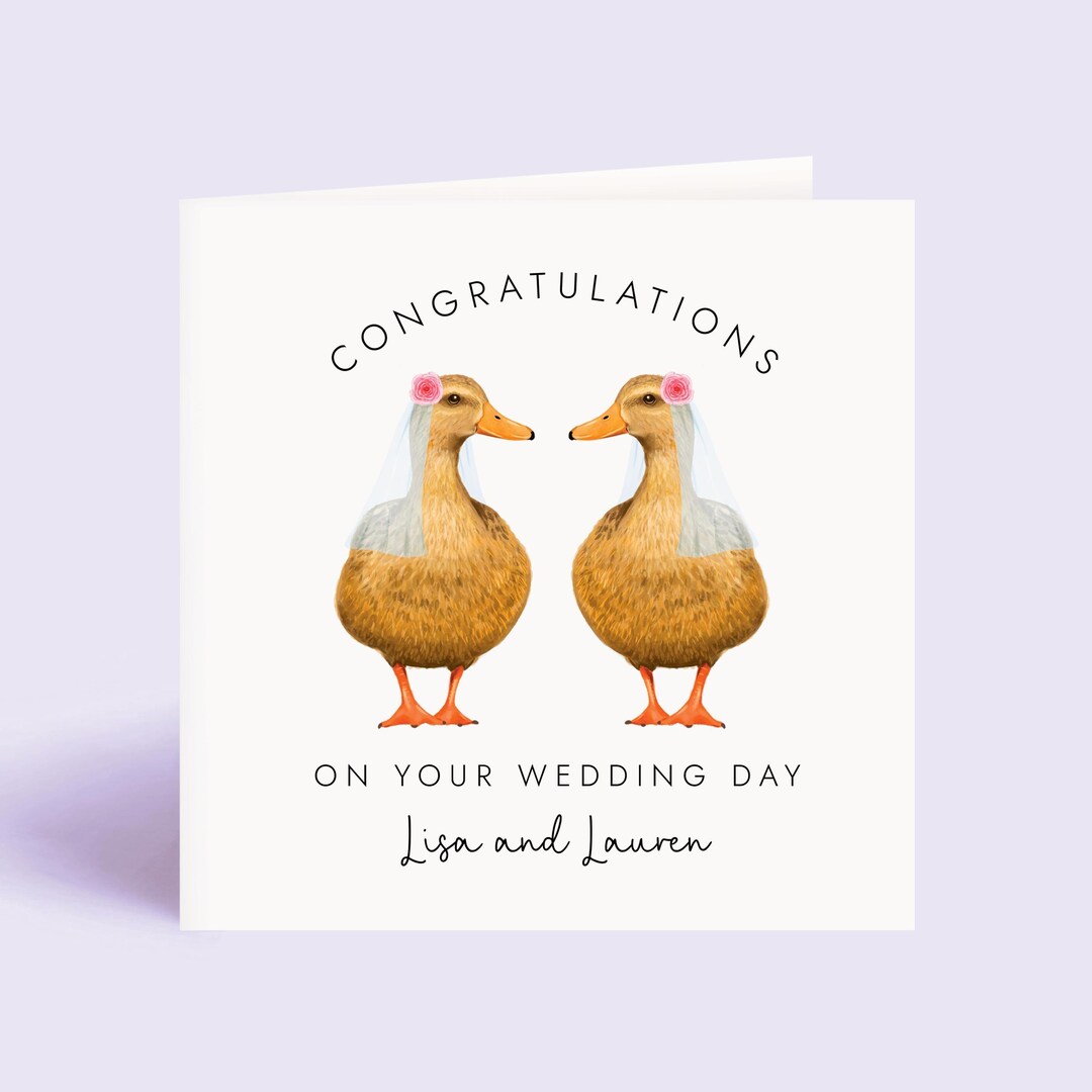 Personalised Duck Mrs & Mrs Wedding Card | Just Married Card ...