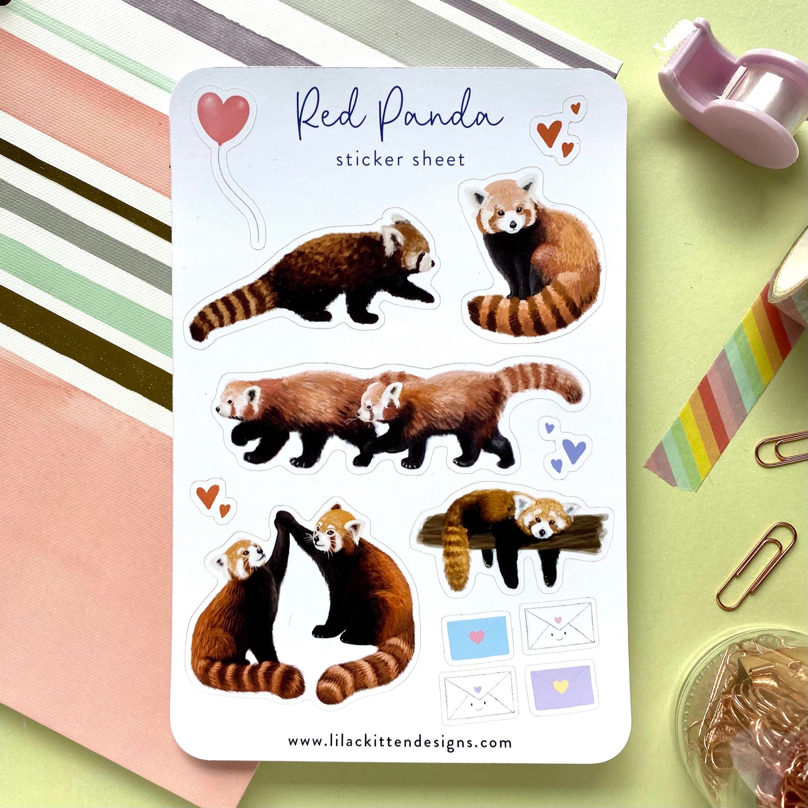 Red Panda Sticker Sheet Cute Kawaii Animal Stationery - Etsy