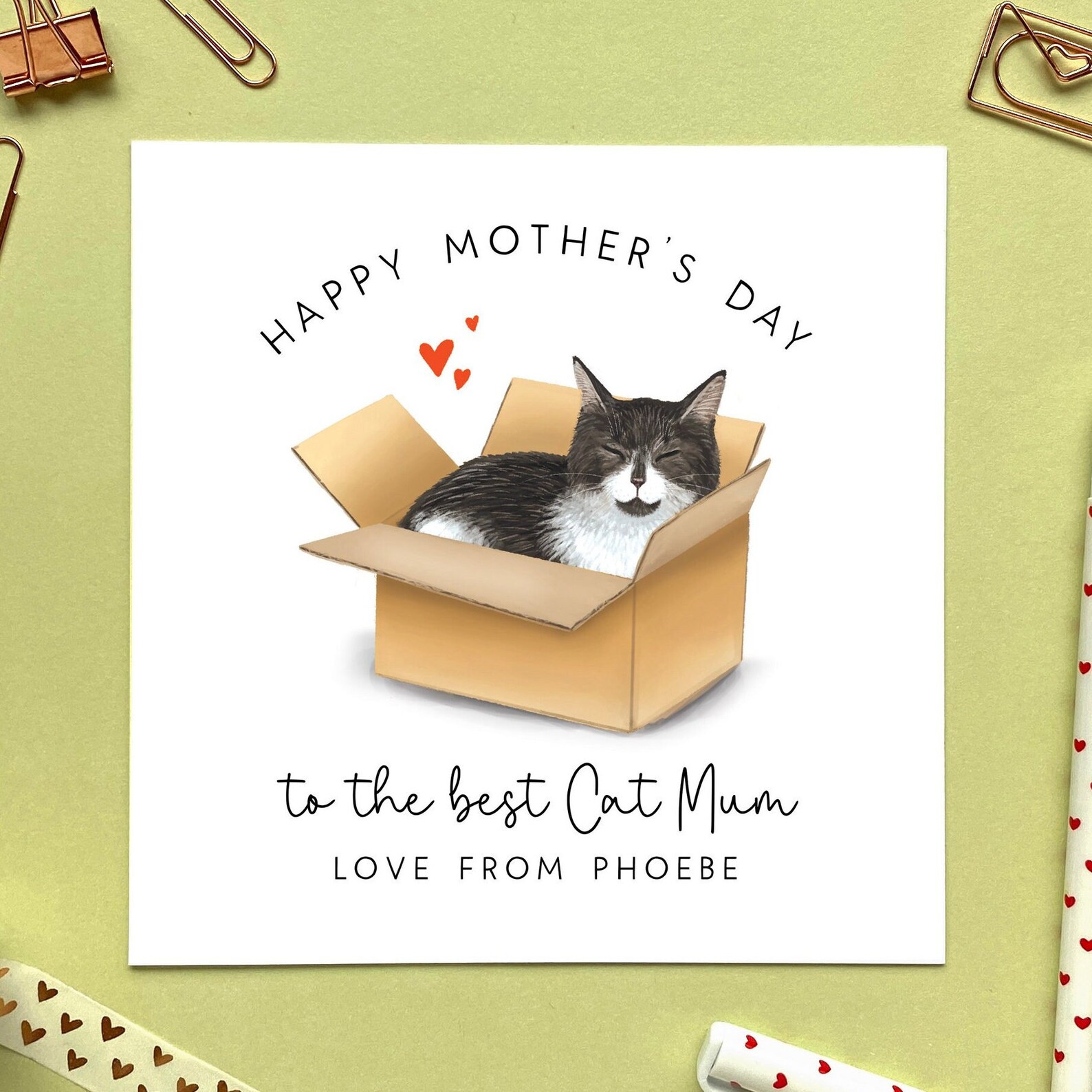 Personalised Tuxedo Cat Mother's Day Card for Cat Mum - Etsy UK