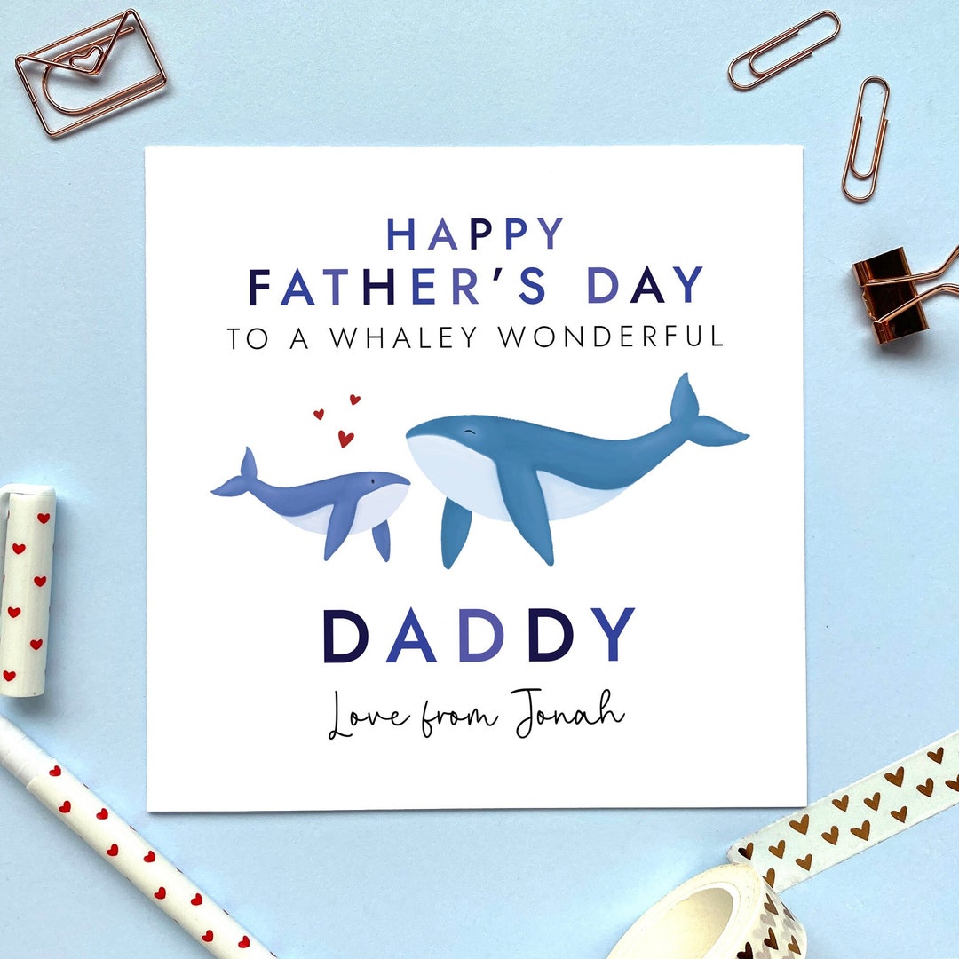 Personalised Whale Father's Day Card for Daddy for Dad, Papa, Dada ...