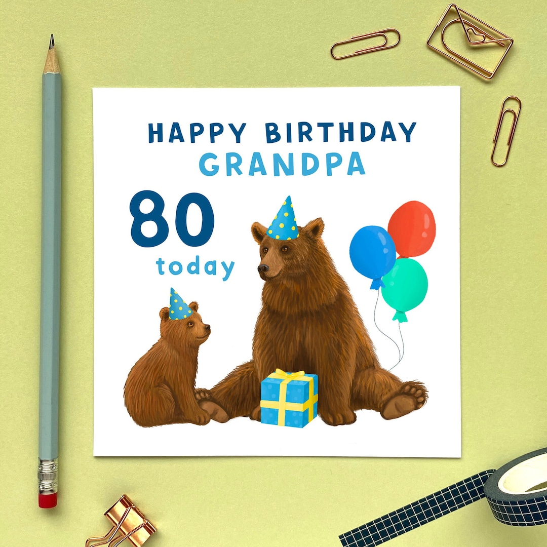 Personalised Bear Any Age Birthday Card for Grandpa | Grandad ...