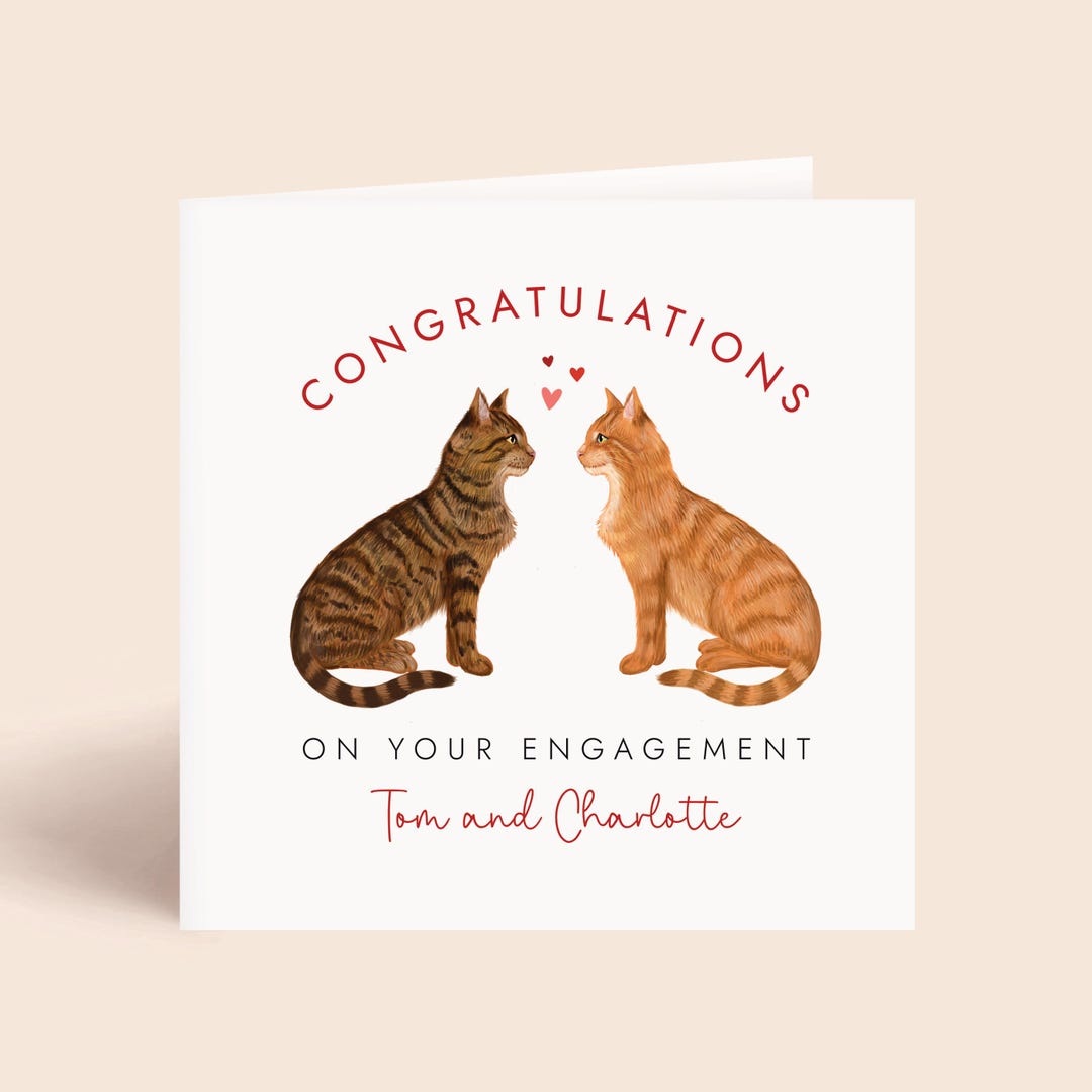Personalised Cats Engagement Card for Couple | Congratulations You're ...