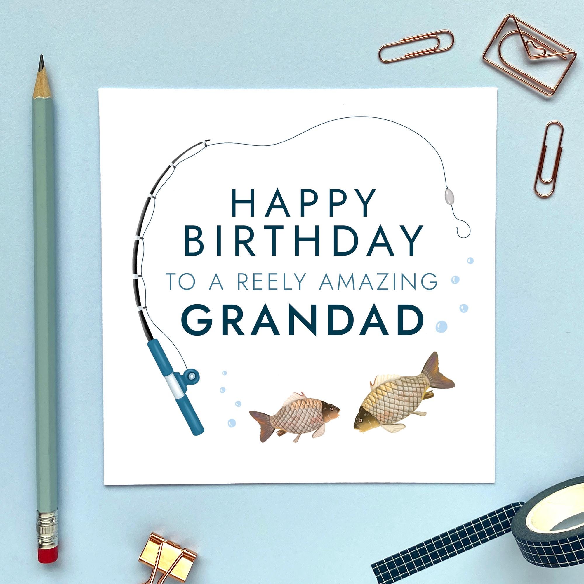Personalised Fishing Birthday Card for Grandad, Daddy, Dad, Grandpa ...