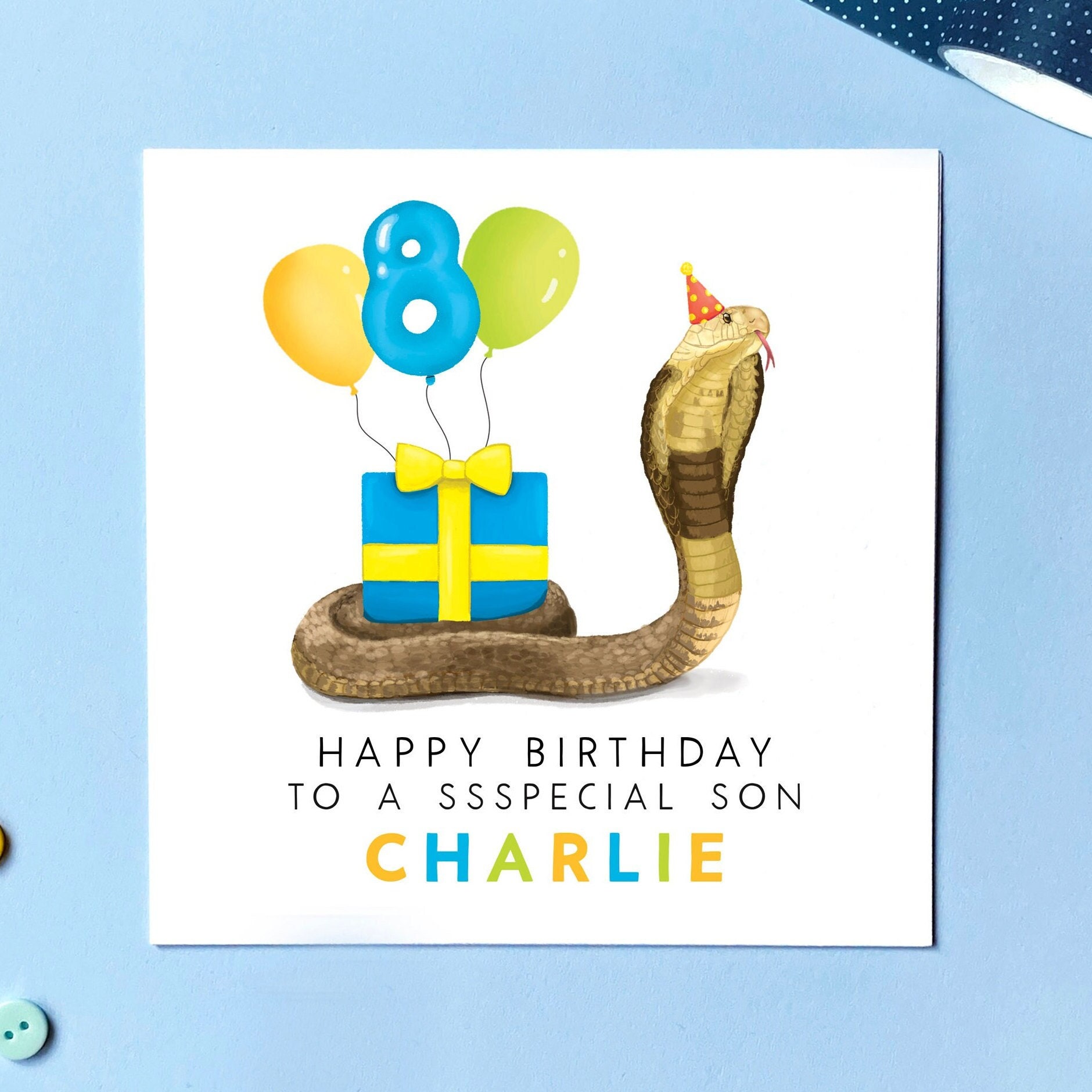 Personalised Snake Any Age Birthday Card for Him Son - Etsy UK