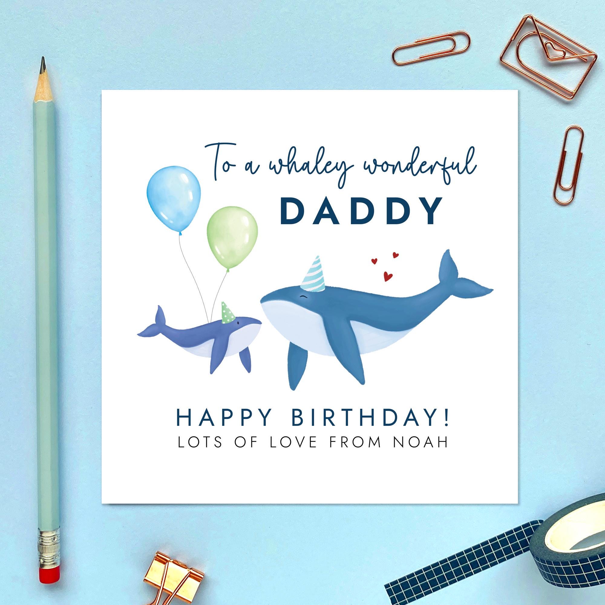 Whales Birthday Card for Daddy, Dad, Dada, Grandad, Grandpa, Grampy ...