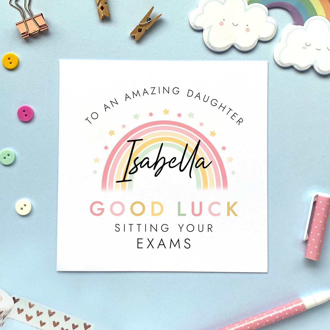 Personalised Rainbow Good Luck With Your Exams Card for Girl | for Her ...