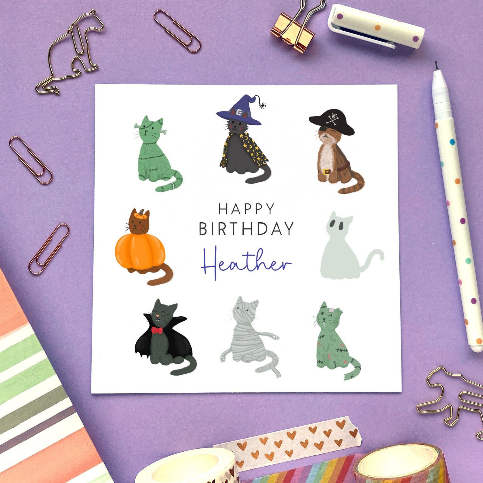Personalised Spooky Cats Birthday Card | for Her, Girlfriend, Daughter ...