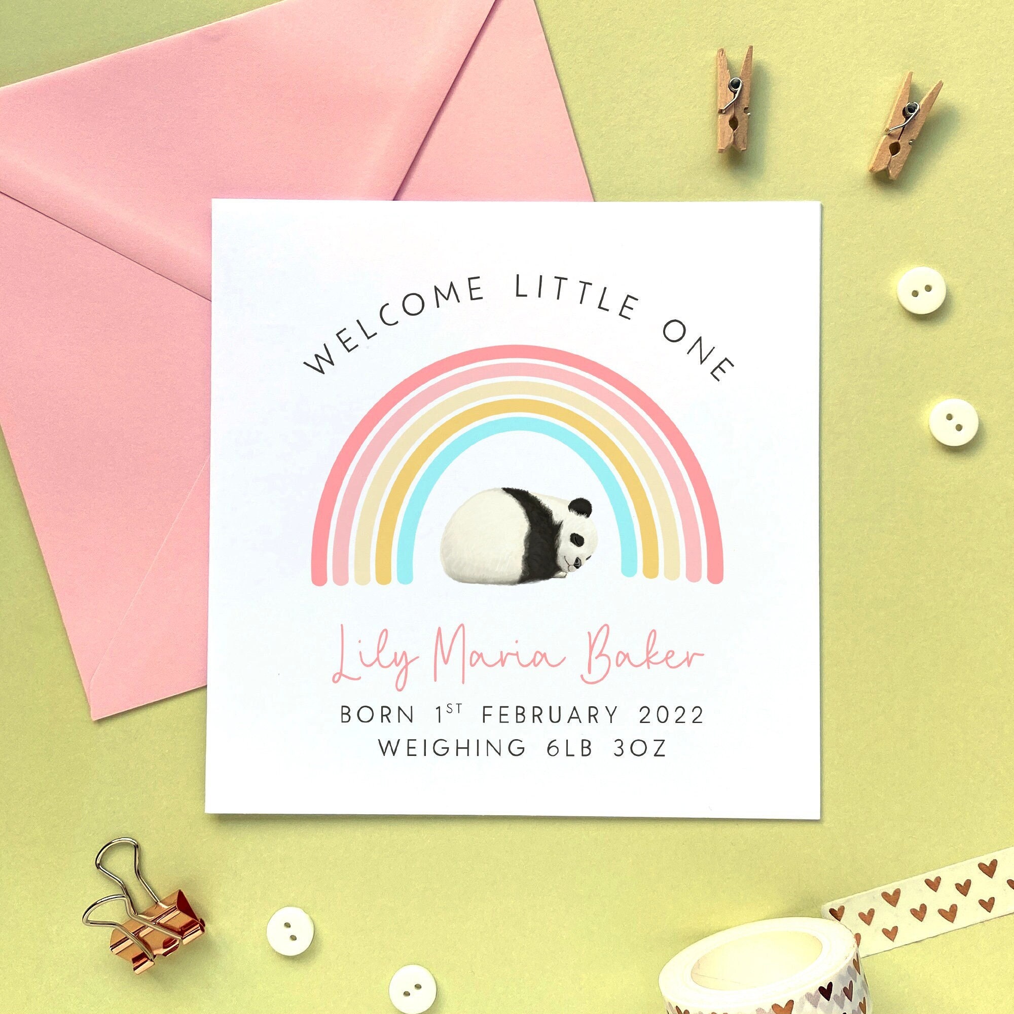 Personalised Panda New Baby Card for Girl Daughter - Etsy UK