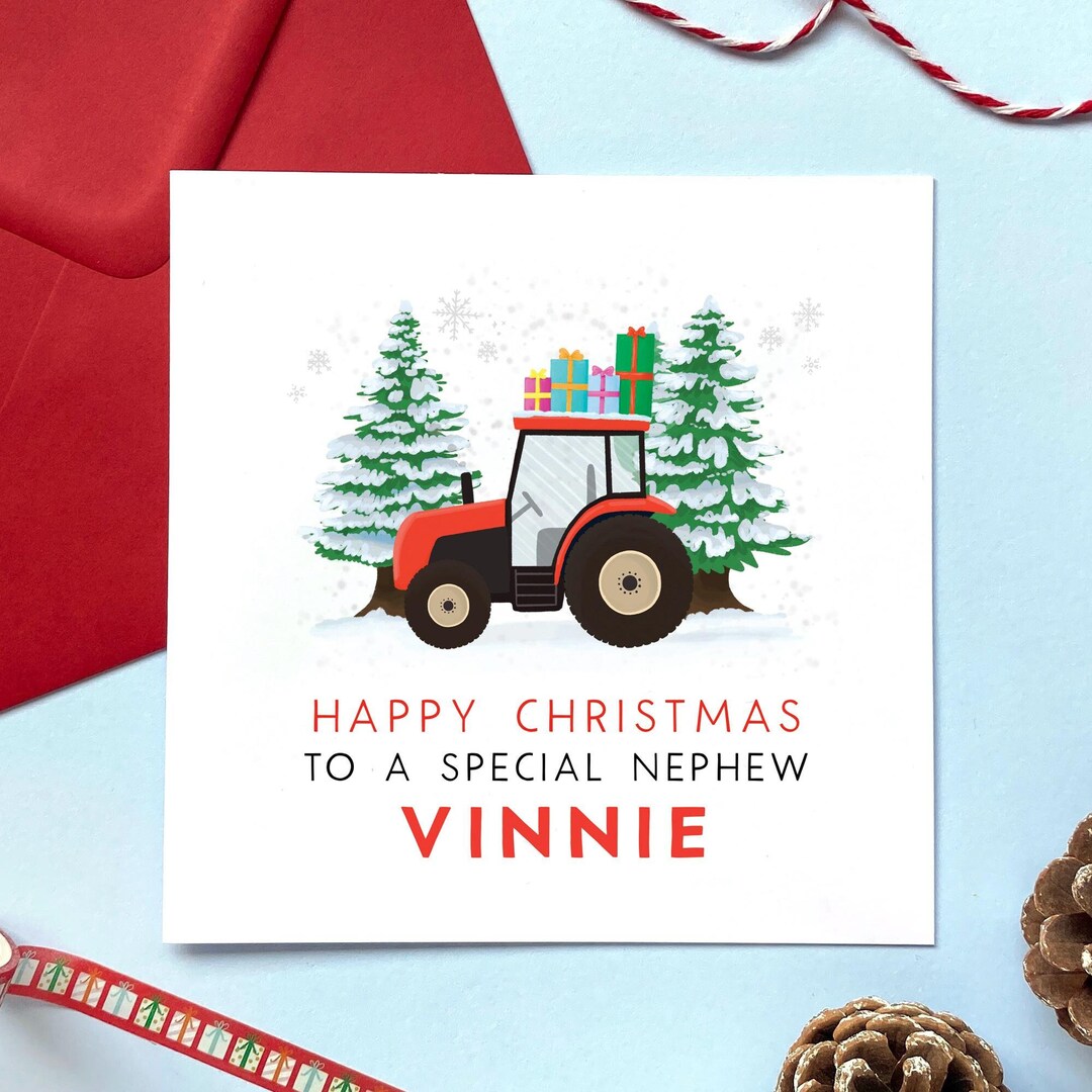 Personalised Tractor Christmas Card for Nephew Little Boy, Son, Godson ...
