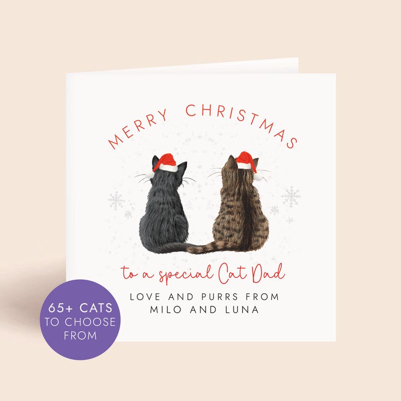Cats at Christmas Card - Etsy UK