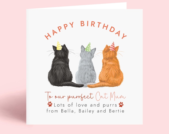 Personalised 50th Birthday Card With Cats | Fifty and Fabulous | for ...